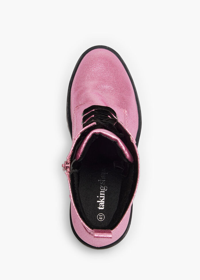 Shop Pink Sparkly Lace Up Boot | Comfortable Shoes | Taking Shape AU