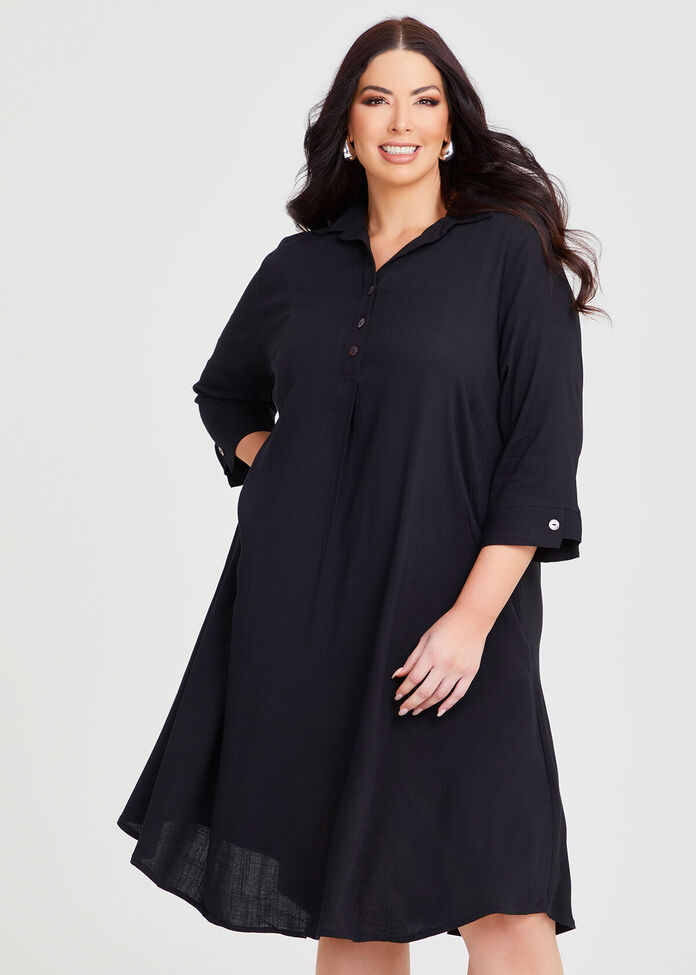 Shop Plus Size Revival Collar Natural Swing Dress, Black | Taking Shape AU