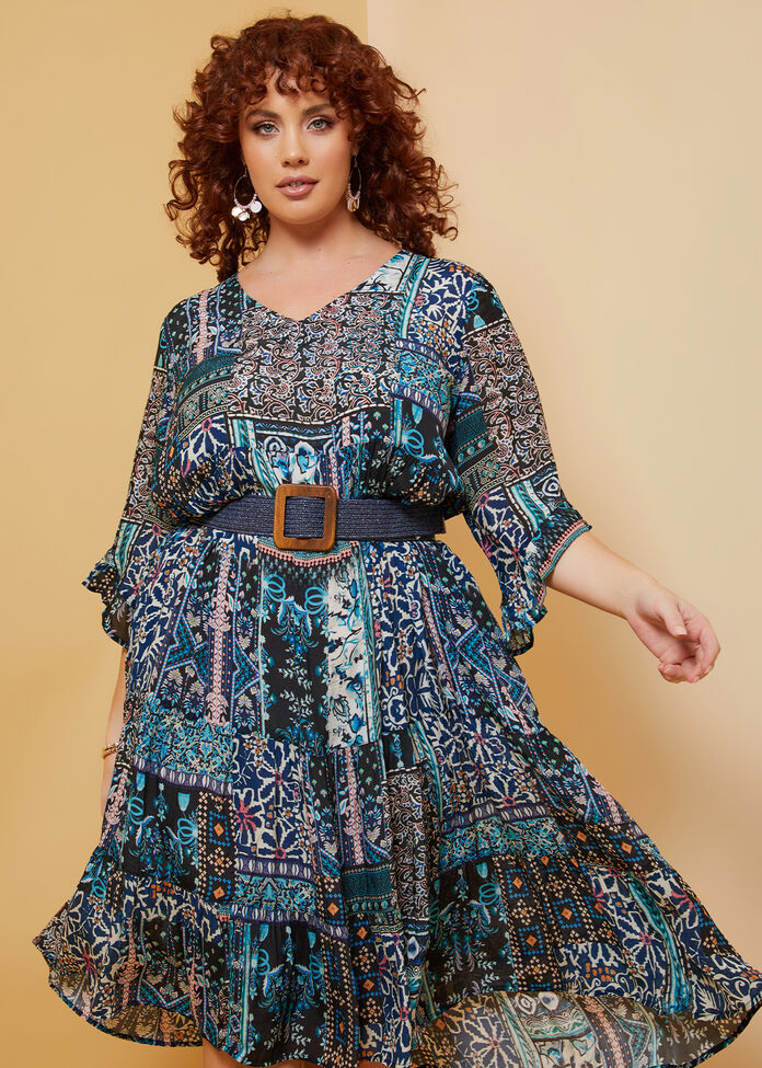 Shop Plus Size Natural Moroccan Tile Dress, Multi | Taking Shape AU