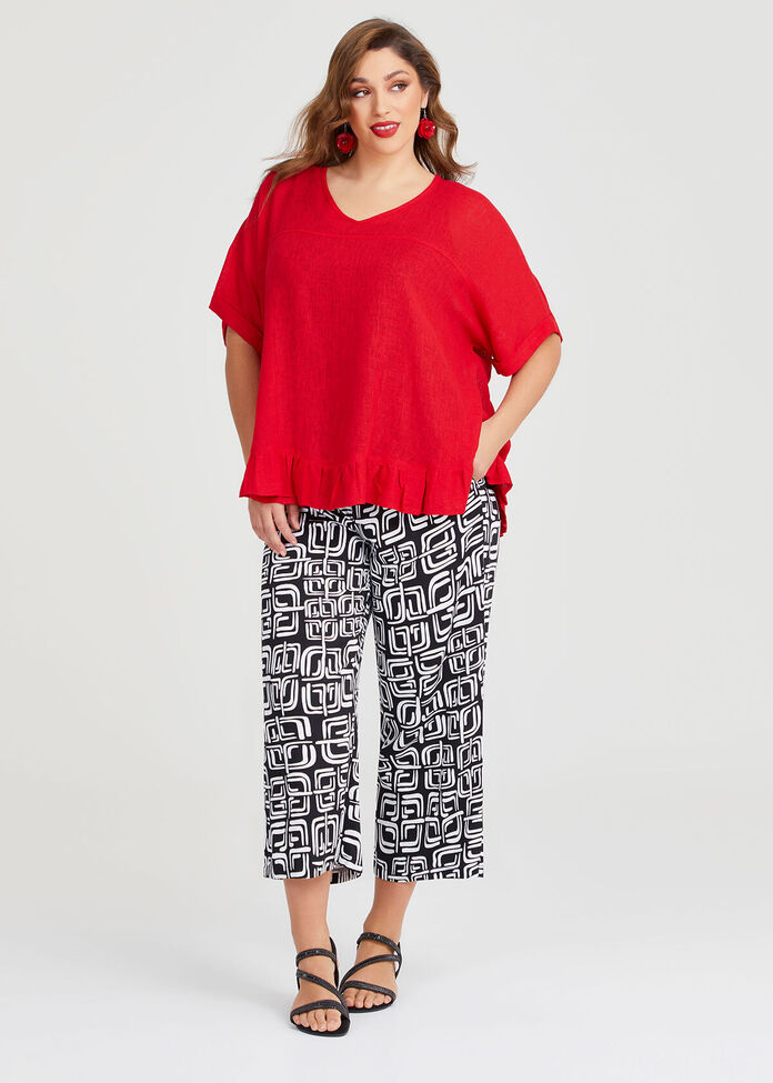 Shop Plus Size Linen Blend Vneck Escape Top, Red | Taking Shape NZ