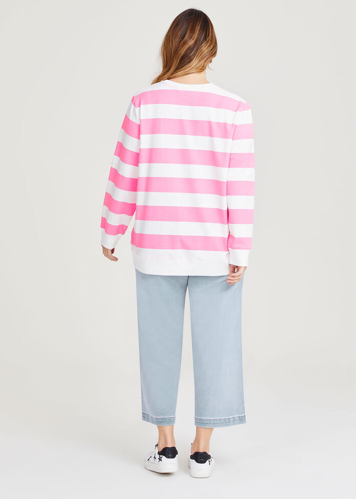 Shop Plus Size Cotton Neon Stripe Sweatshirt, Red | Taking Shape AU