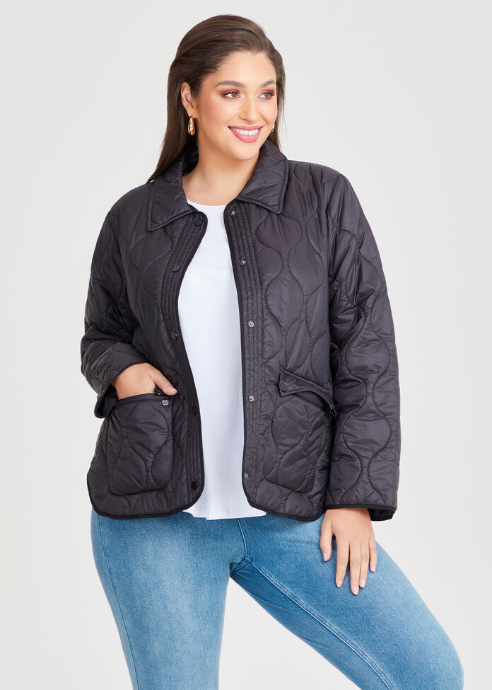 Shop Plus Size Short Quilt Puffer Jacket, Black | Taking Shape AU