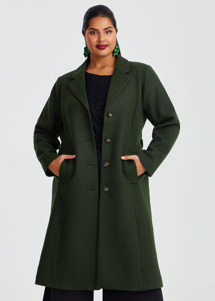 Shop Plus Size Kala Belted Coat in Green | Taking Shape UK