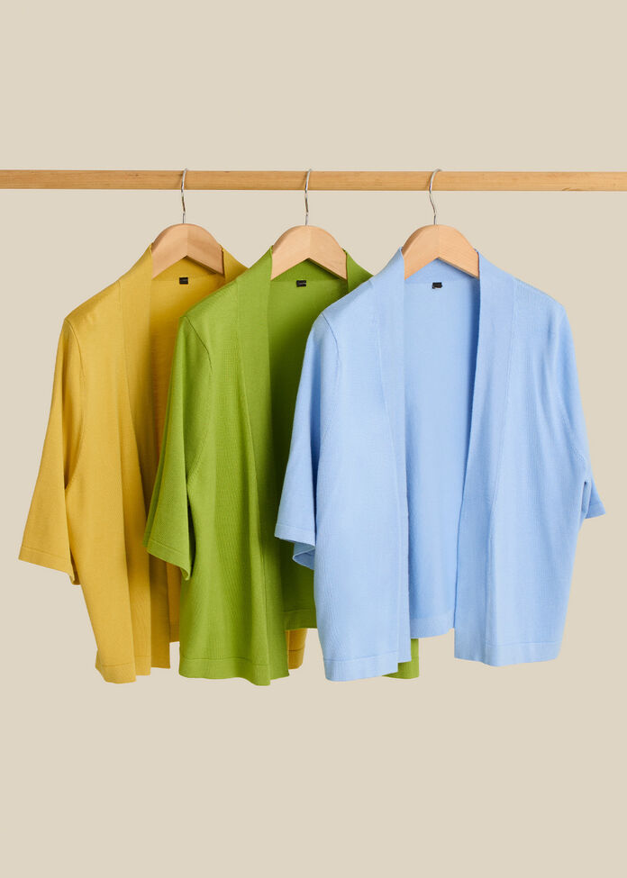 Shop Plus Size Jessie Crop Natural Cardigan, Blue | Taking Shape NZ