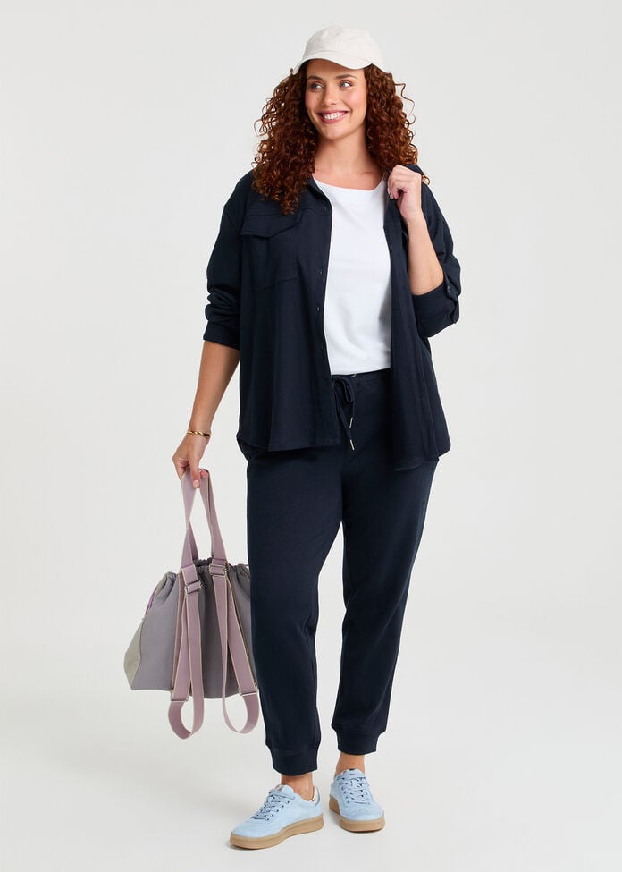 Shop Plus Size Sweat Shacket, Blue | Taking Shape NZ