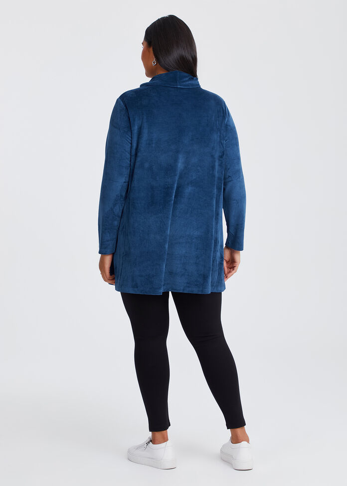 Shop Plus Size Velour Cowl Neck Tunic, Blue | Taking Shape NZ