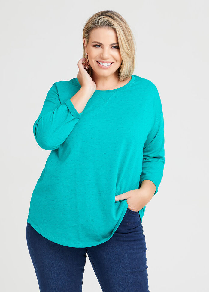 Shop Plus Size 3/4 Sleeve Sweat, Green | Taking Shape AU