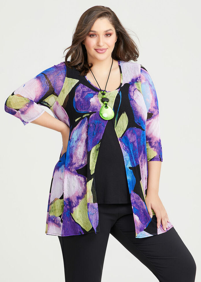 Shop Plus Size Floral Mesh Overlay Tunic, Multi | Taking Shape AU
