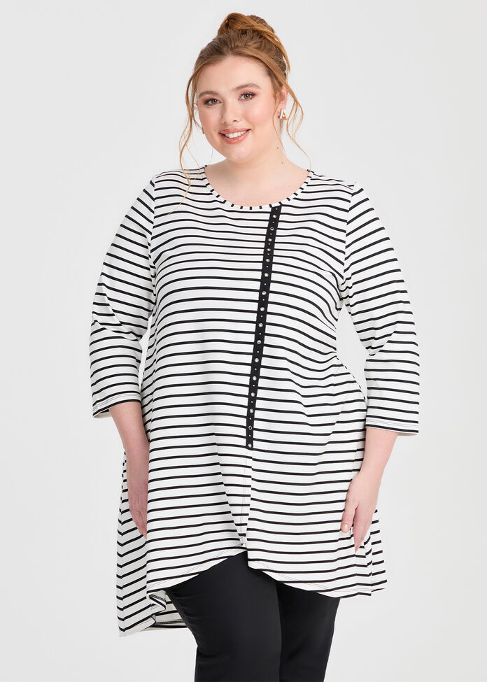 Shop Plus Size Ponte Tape Detail Tunic, White | Taking Shape UK