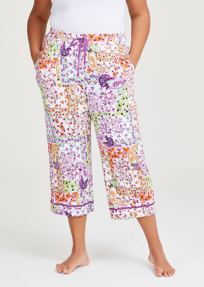 Shop Plus Size Bamboo Ric Rac Pyjama 3/4 Pant, Multi | Taking Shape AU