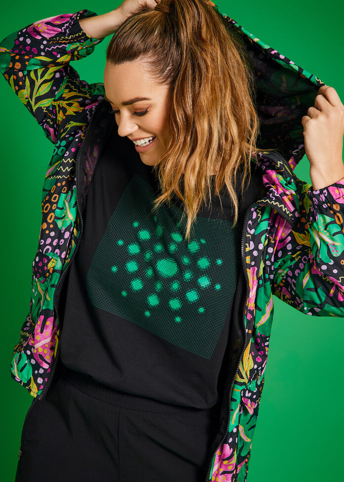 Shop Plus Size Active Cotton Graphic Print Top, Black | Taking Shape AU