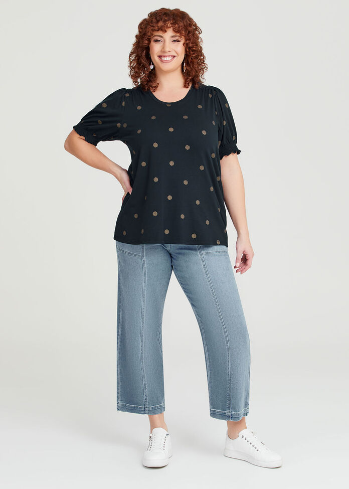 Shop Plus Size Cotton Shirred Spots Top in Blue | Sizes 12-30 | Taking ...