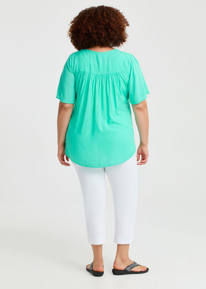 Shop Plus Size Sequin Embroidered Natural Top, Green | Taking Shape NZ