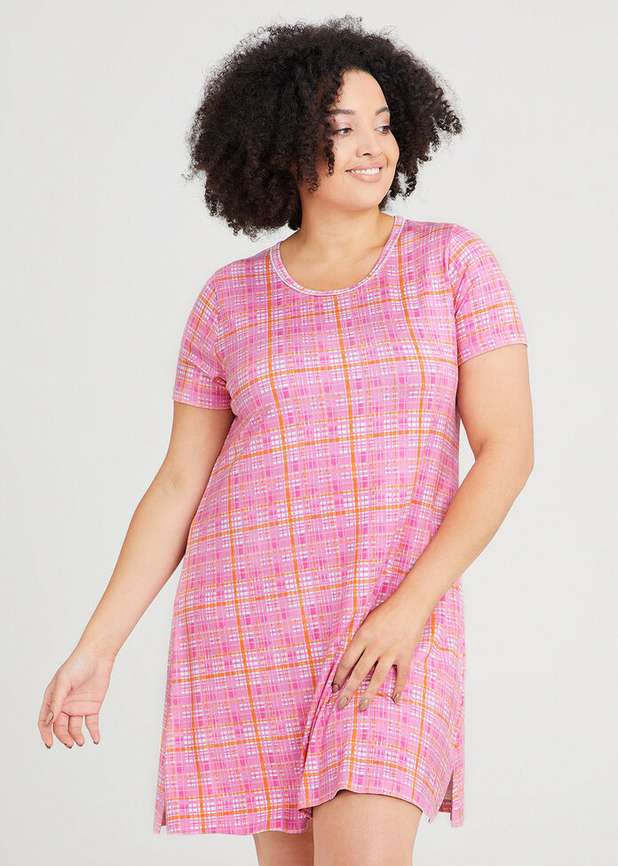 Shop Plus Size Bamboo Painterly Check Nightie in Multi | Taking Shape NZ