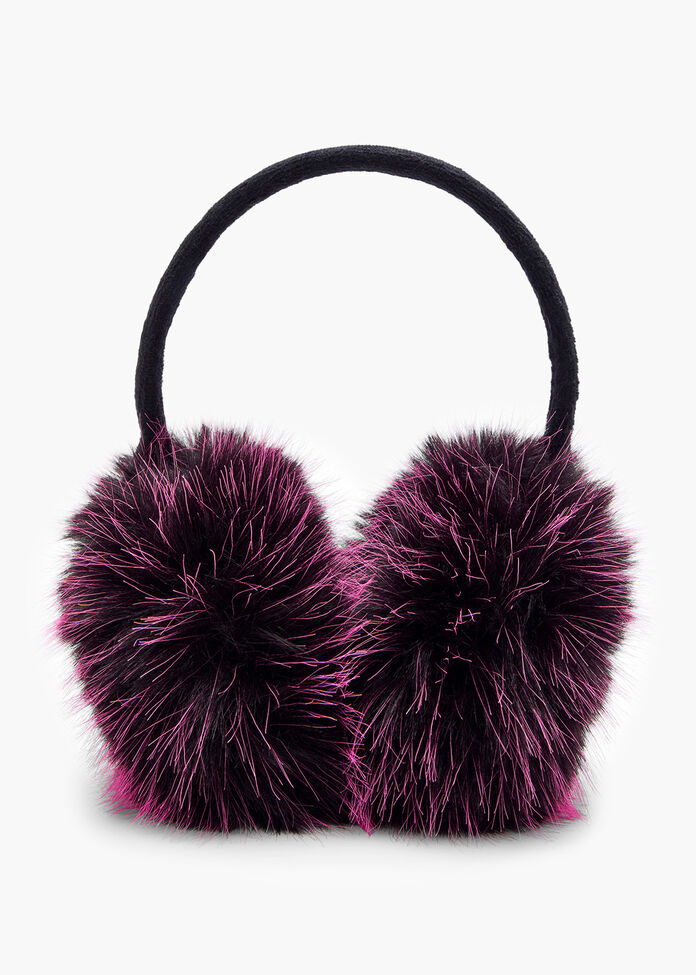Shop Pink Faux Fur Ear Muffs In Red Accessories Taking Shape Au