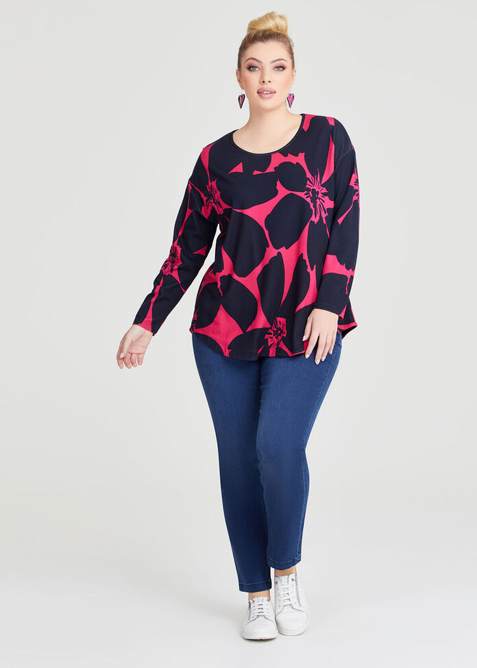 Shop Plus Size Bamboo Ponte Floralia Top, Blue | Taking Shape AU
