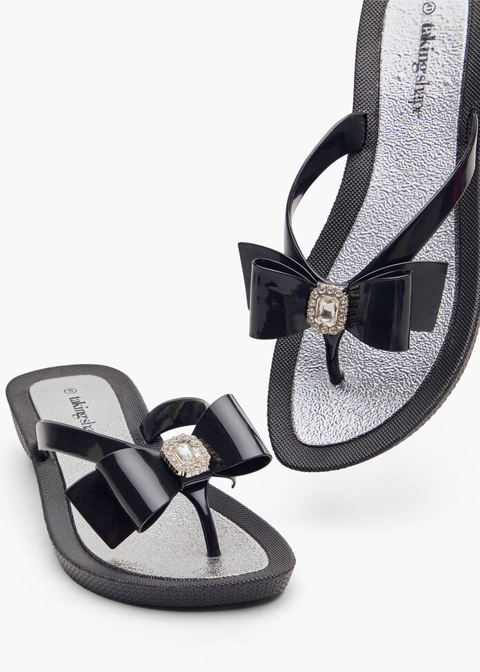 Shop Black Bling Bow Flip Flop Jelly | Comfortable Shoes | Taking Shape AU