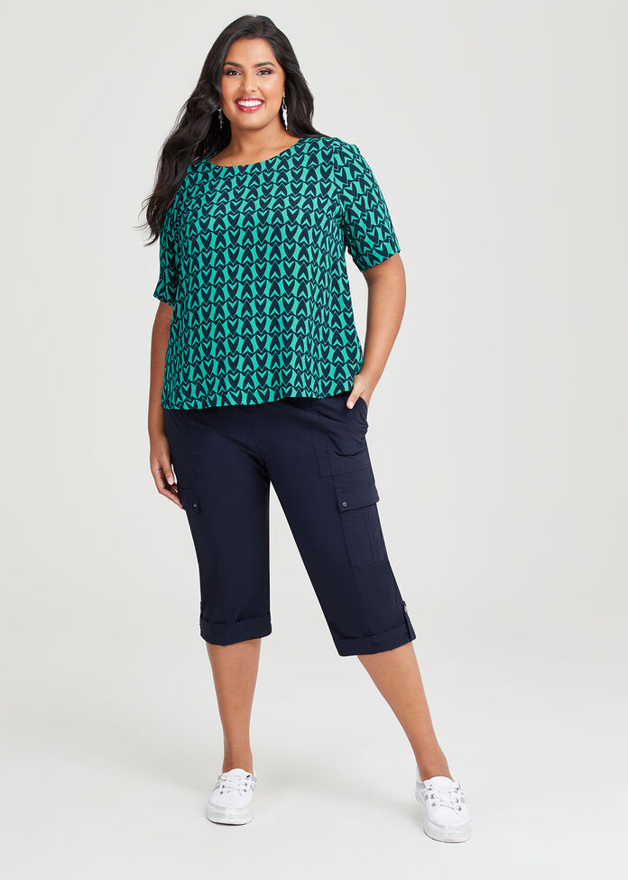 Shop Plus Size Natural Geo Print Top, Green | Taking Shape AU
