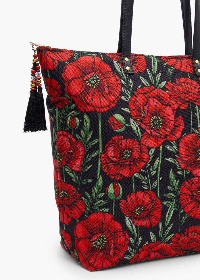 Shop Poppy Print Tote Bag in Red | Accessories | Taking Shape AU