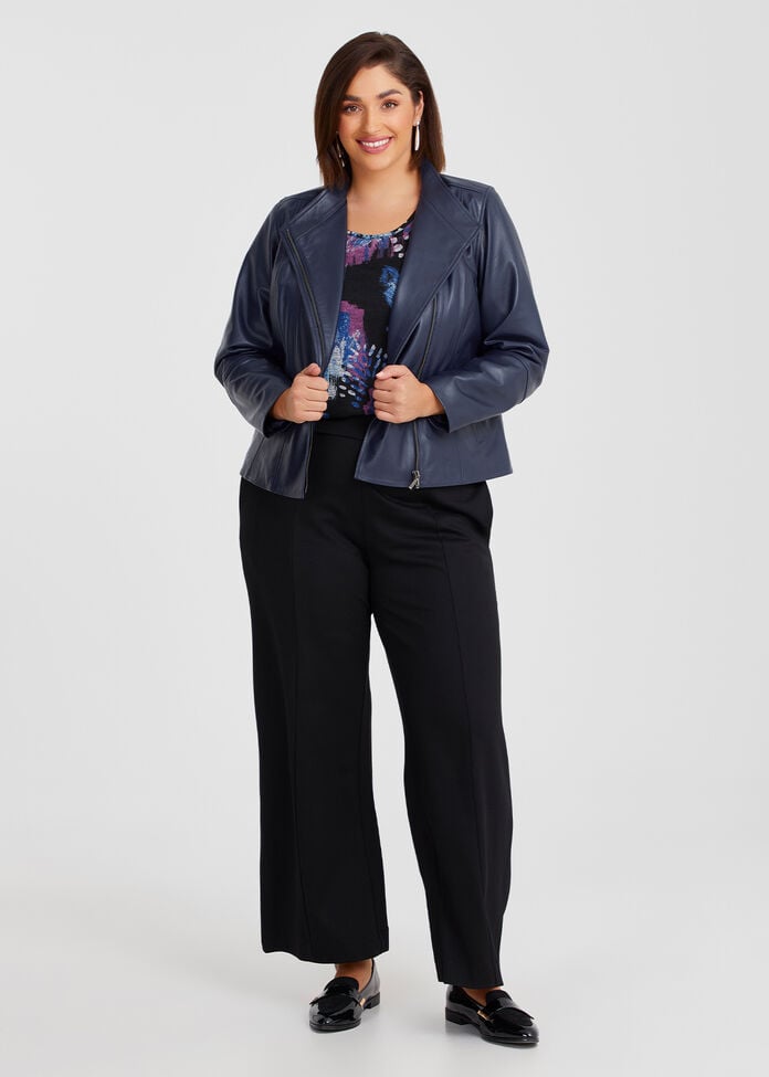 Plus Size Leather Lottie Panel Jacket in Blue | Taking Shape AU