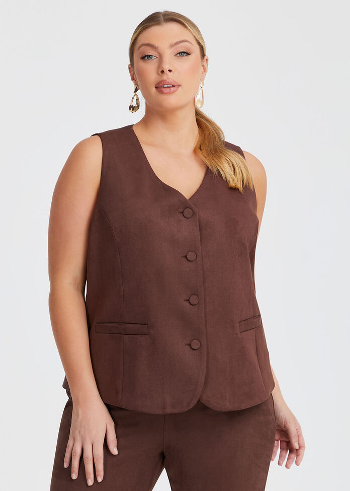 Plus Size Women's Brown Mix It Up Media Vest | Taking Shape AU
