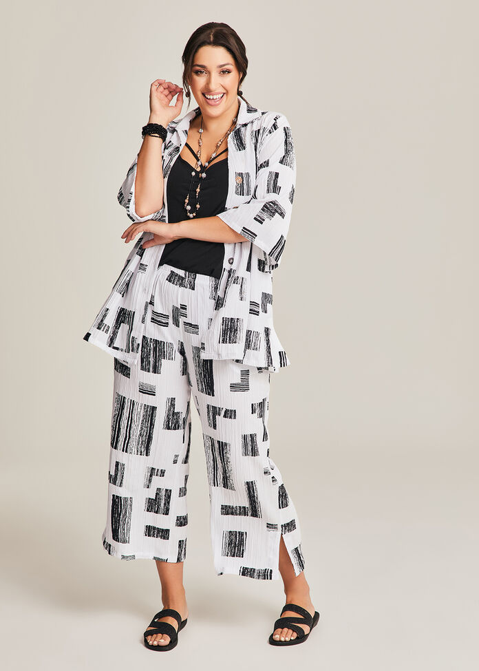 Shop Plus Size Crinkle Natural Wide Leg Pant, Print | Taking Shape NZ