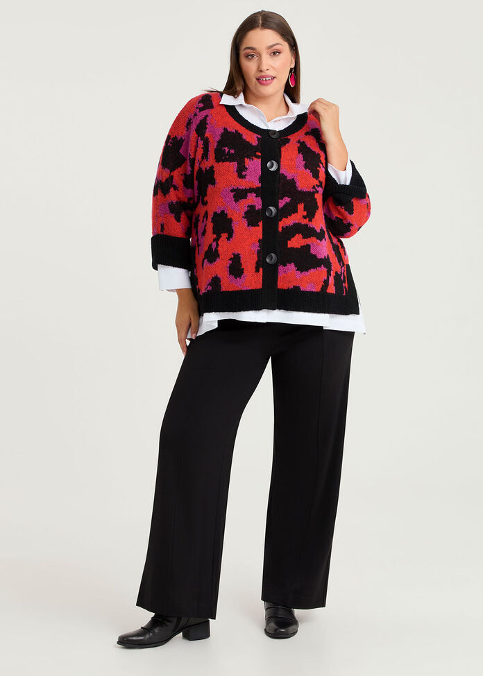 Shop Plus Size Leopard Wool Mix Knit Cardigan, Multi | Taking Shape NZ