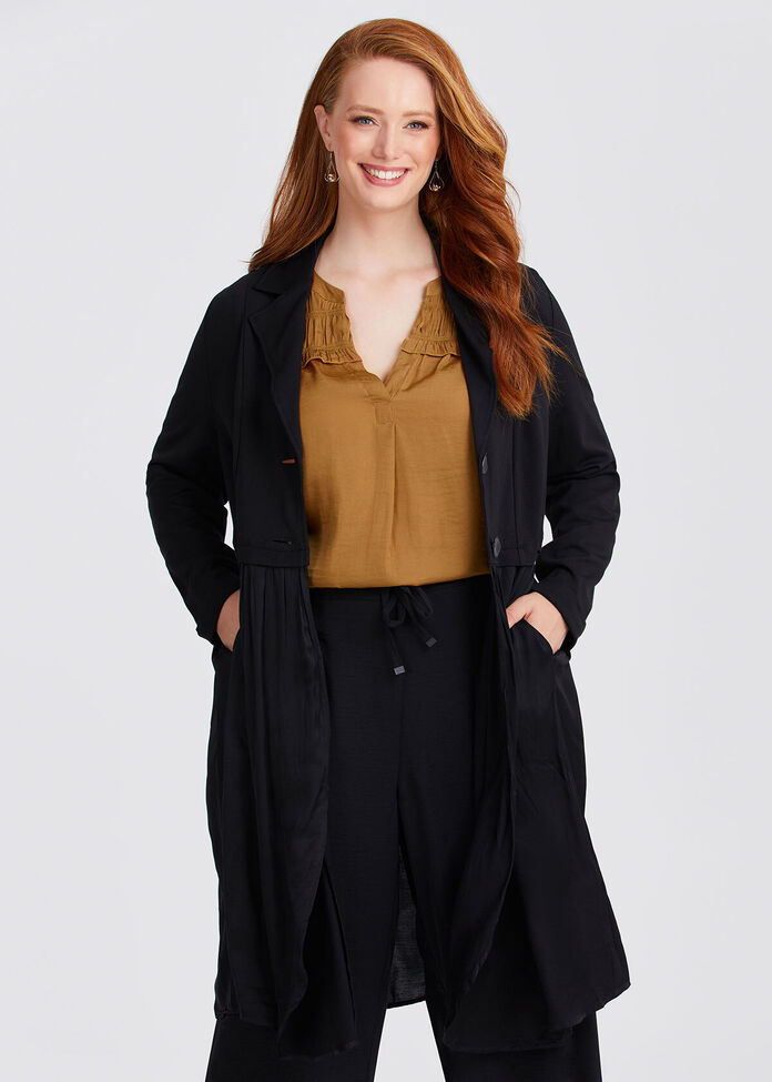 Shop Plus Size Bamboo Ponte Satin Jacket, Black | Taking Shape NZ