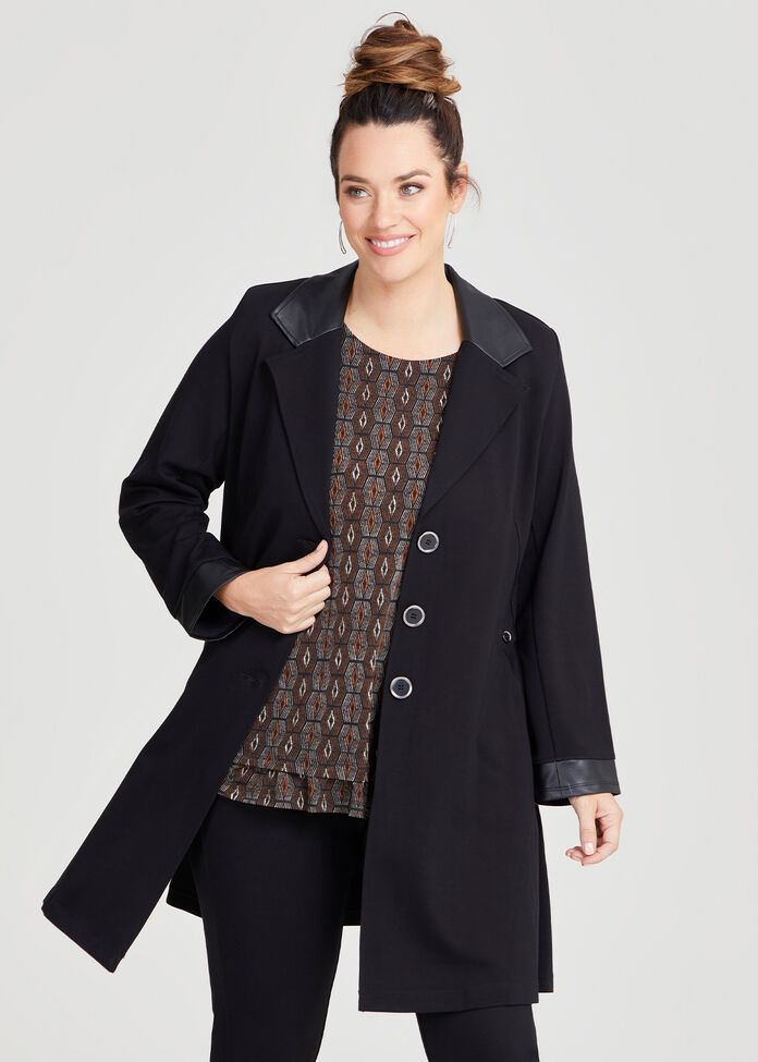 Shop Plus Size Bamboo Ponte & Faux Leather Jacket, Black | Taking Shape AU