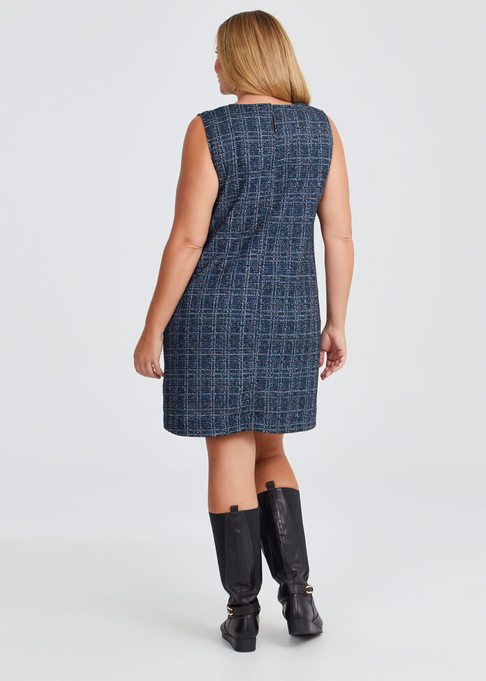 Shop Plus Size Boucle Button Shift Dress, Navy | Taking Shape AU