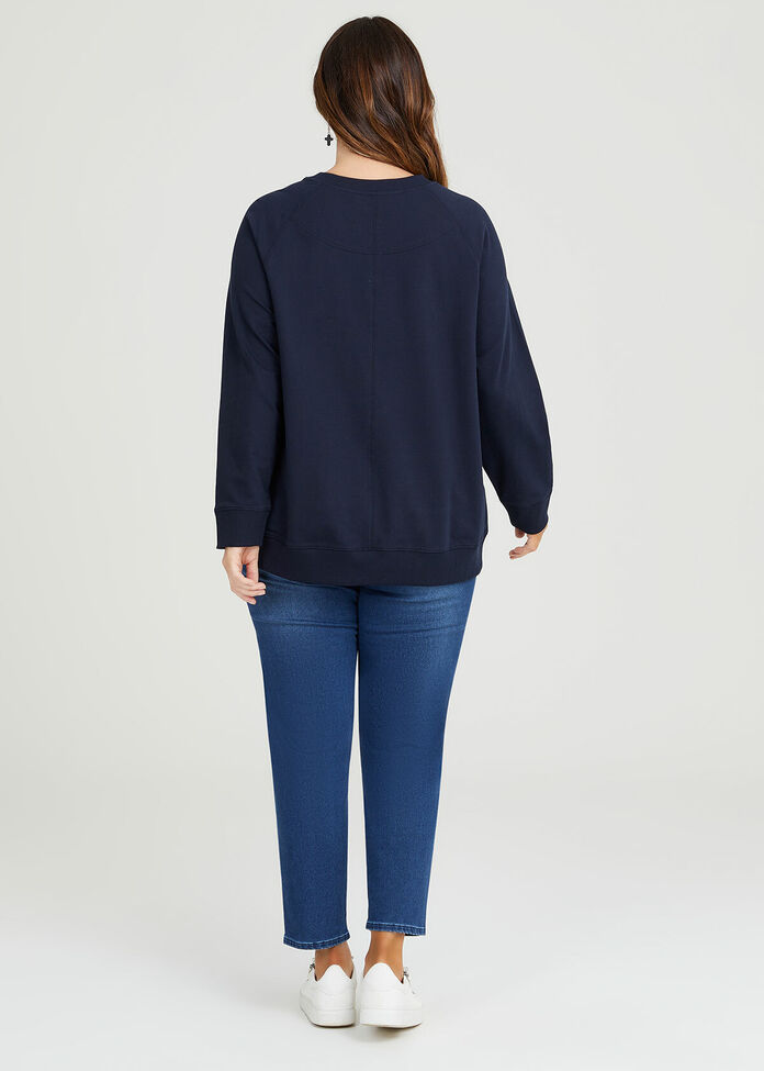Shop Plus Size Cotton Boucle Star Sweatshirt in Blue | Sizes 12-30 ...