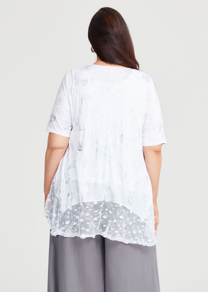 Shop Plus Size Foil Spot Bamboo & Mesh Top, White | Taking Shape AU