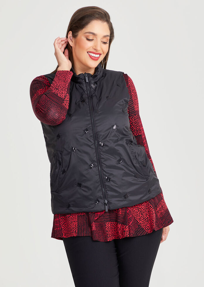 Shop Plus Size Sequin Puffer Vest, Black | Taking Shape NZ