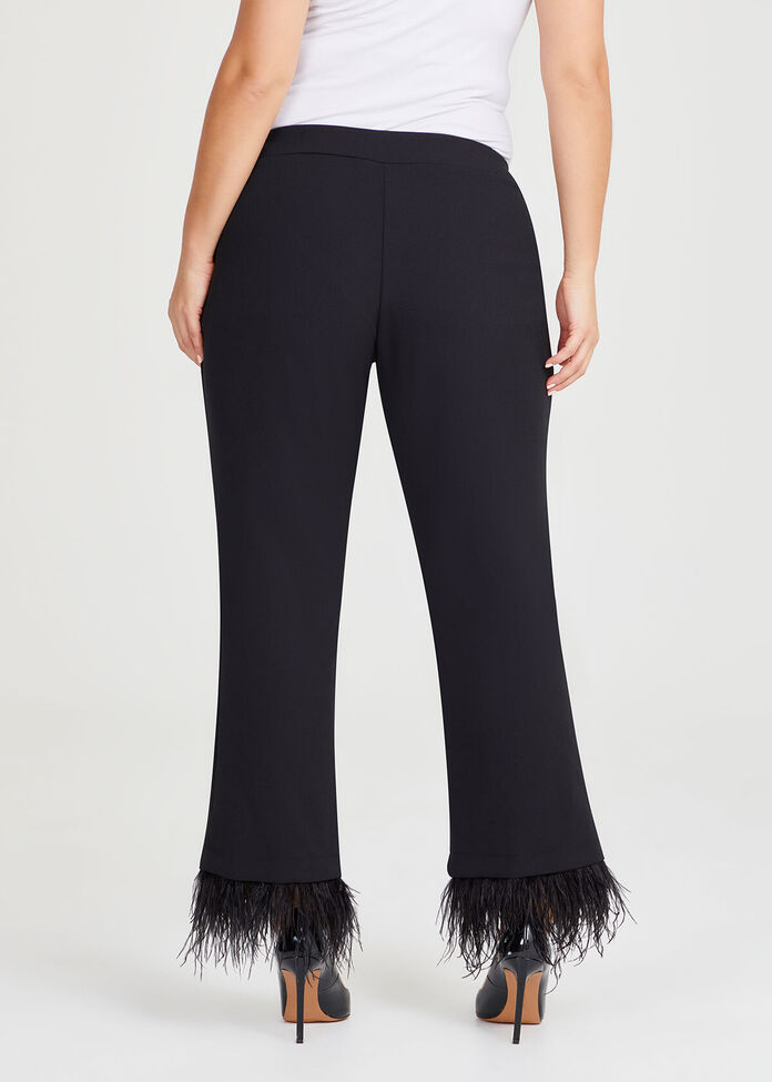 Plus Size Women's Black Feather Trim Pants | Taking Shape NZ