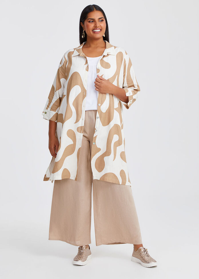 Shop Plus Size Longline Linen Bamboo Shirt, Multi | Taking Shape AU