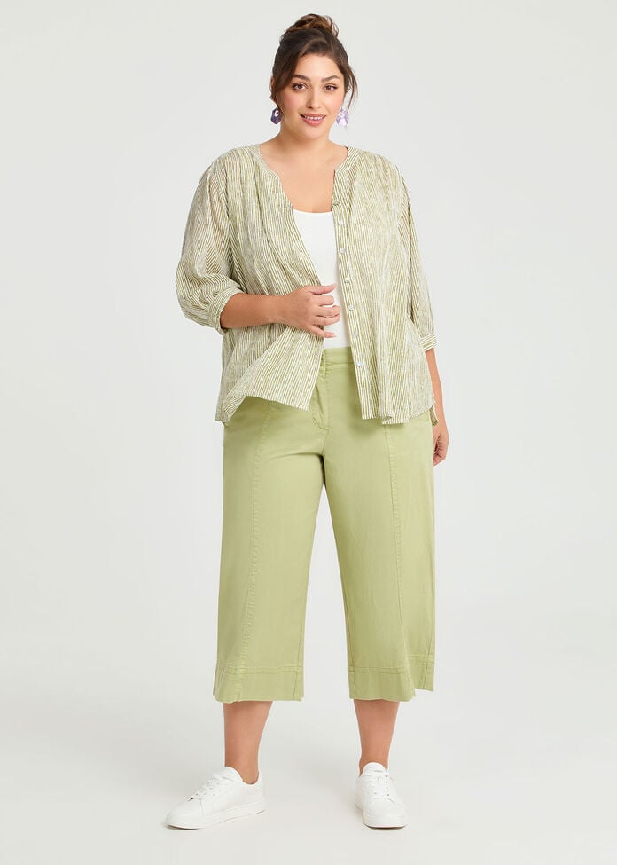 Shop Plus Size Cotton Stripe Button Top, Green | Taking Shape AU