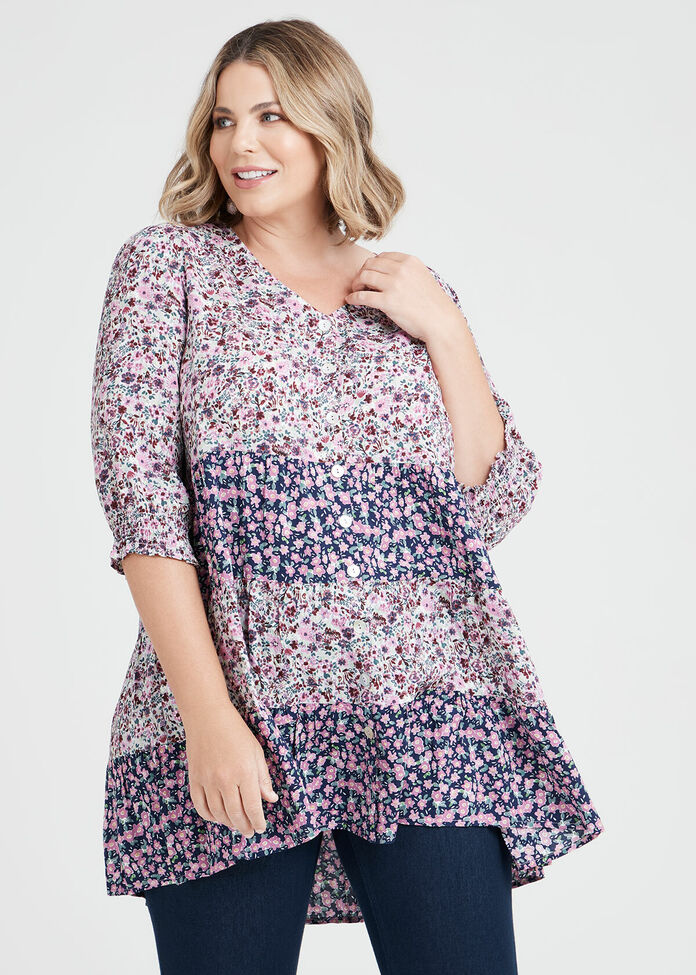 Shop Plus Size Natural Floral Mix Tunic in Print | Taking Shape AU