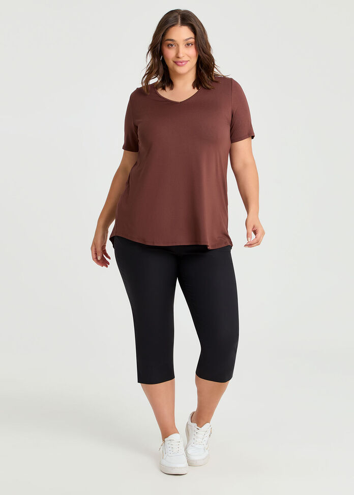 Shop Plus Size Bamboo Base V Neck Short Sleeve Top, Orange | Taking ...