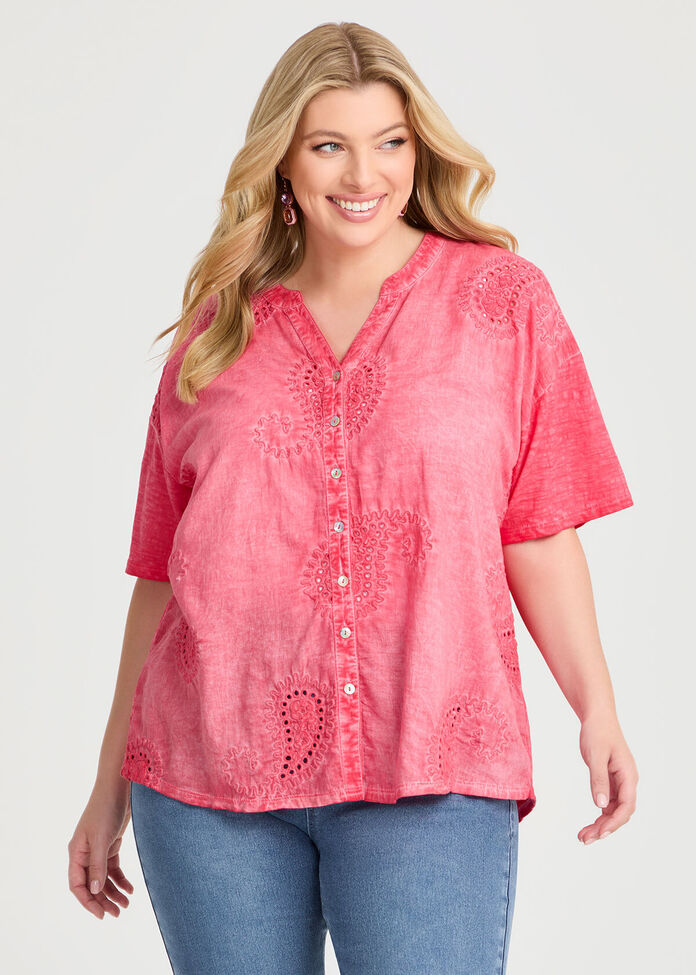 Shop Plus Size Cotton Paisley Knit Back Top, Orange | Taking Shape AU