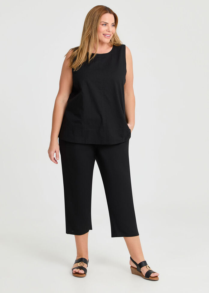Shop Plus Size Cotton Linen Crop Pant, Black | Taking Shape SG