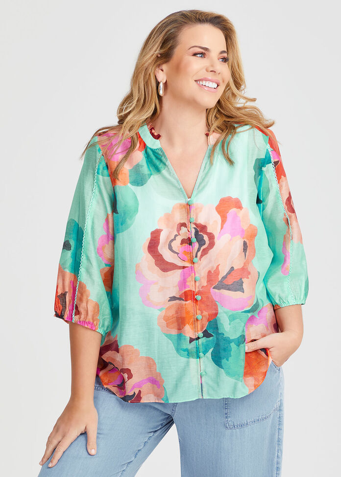 Shop Plus Size Natural Painted Bloom Top, Multi | Taking Shape AU