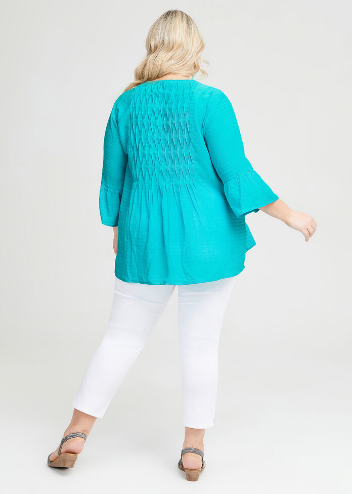 Shop Plus Size Smock Crinkle Check Top in Blue | Taking Shape AU