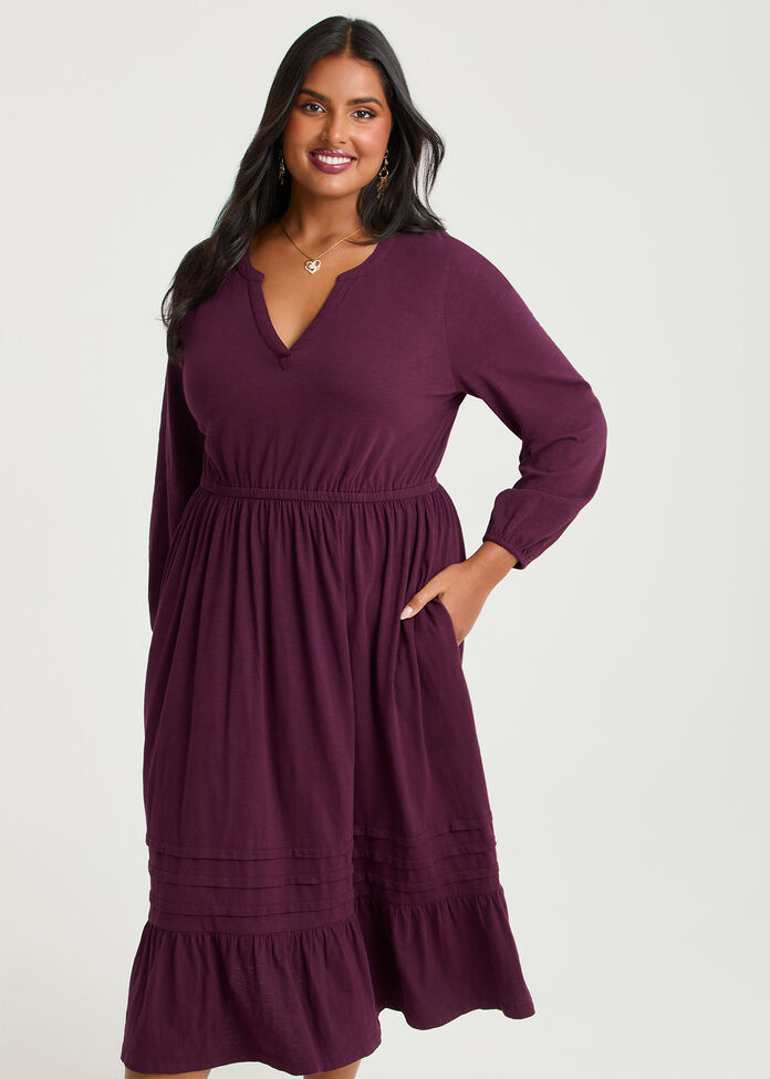 Shop Plus Size Cotton Pleat Detail Dress, Red | Taking Shape AU