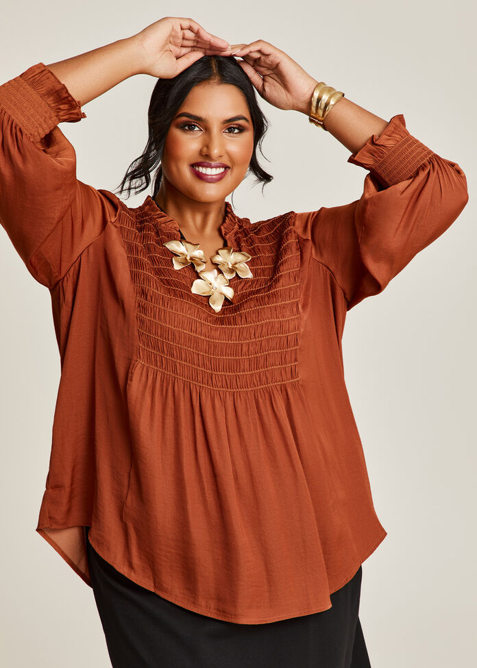 Shop Plus Size Luxe Willow Drape Top in Brown | Taking Shape NZ