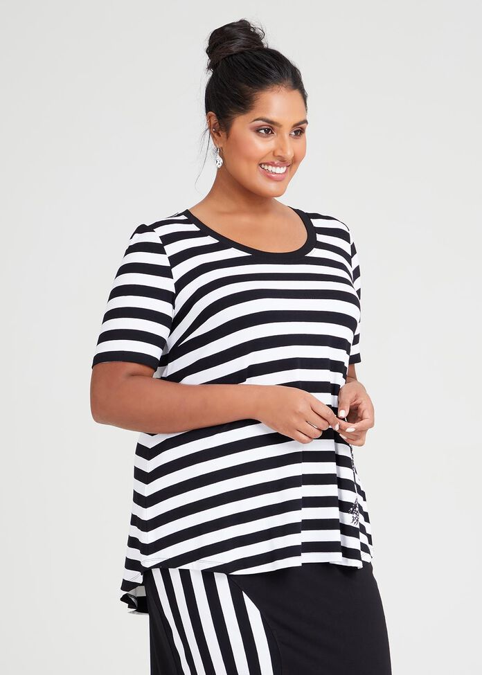 Shop Plus Size Natural Stripe X Top, Stripes | Taking Shape AU
