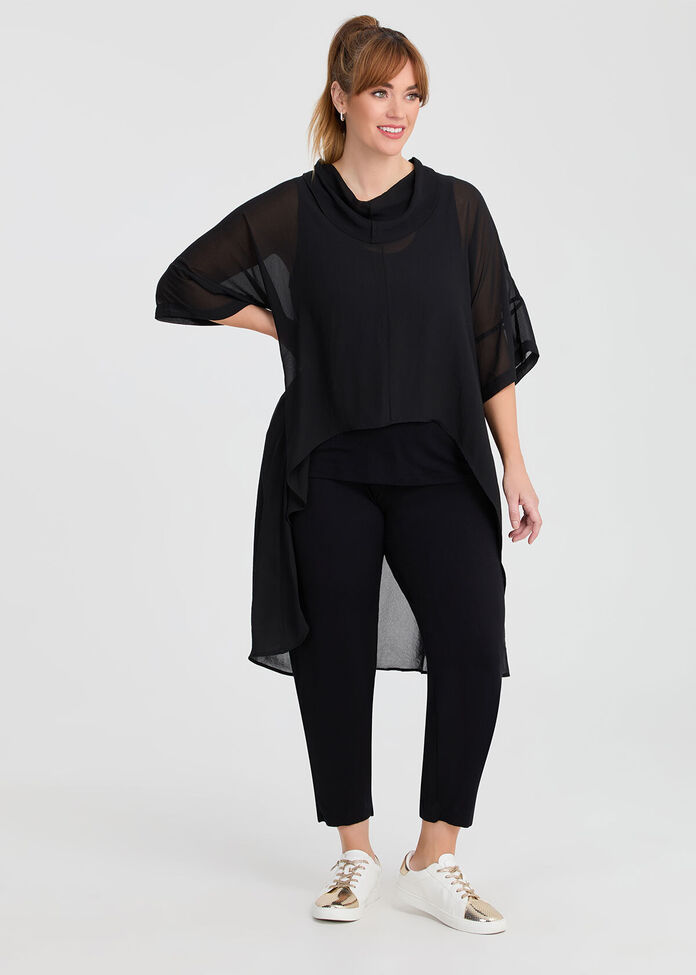 Shop Plus Size Chiffon Ada Long Sleeve Layering Top, Black | Taking ...