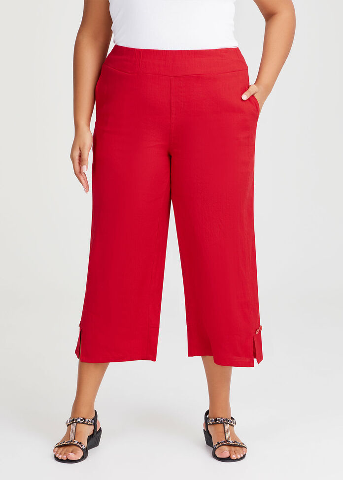 Shop Plus Size Stretch Linen Calliope Crop Pant, Red | Taking Shape NZ