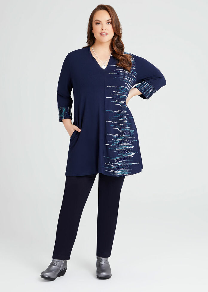 Shop Plus Size Embroidery Natural Tunic in Blue | Taking Shape AU