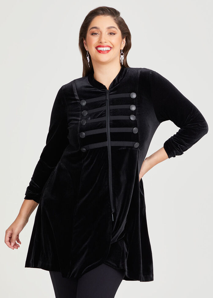 Shop Plus Size Velour Military Detail Cardigan, Black | Taking Shape AU