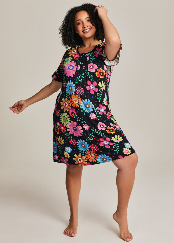Shop Plus Size Bamboo Spot Floral Nightie, Multi | Taking Shape AU